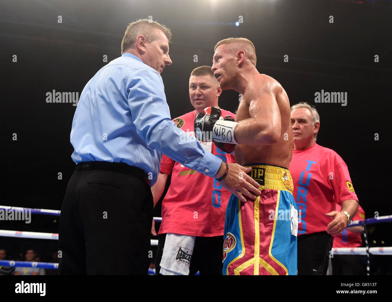 Boxing - Manchester Velodrome. England's Terry Flanagan speaks with the ...