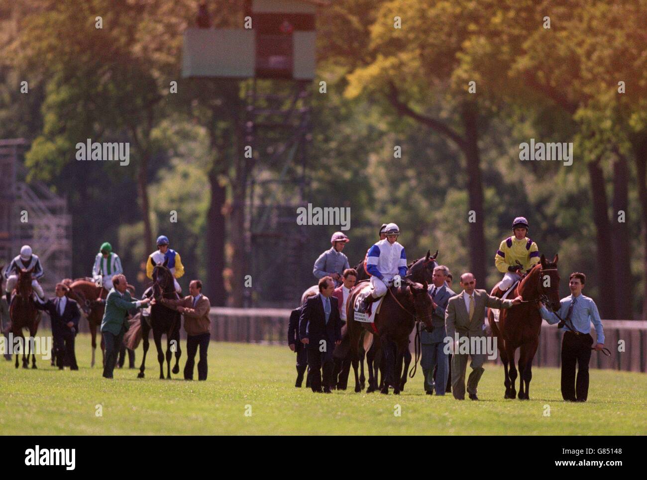 Horse Racing, Chantilly Races. Parade at Chantilly for the French Derby ...