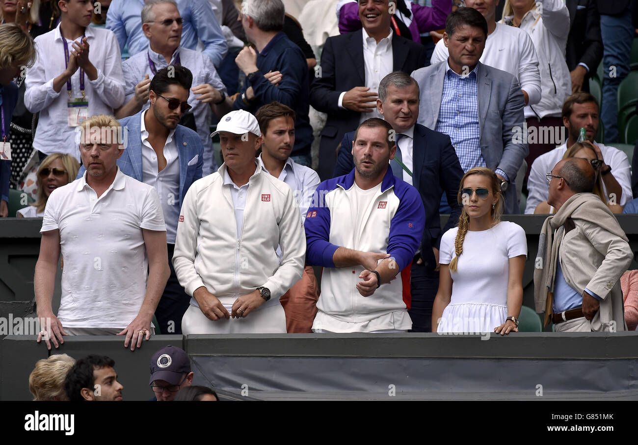 The player box of Novak Djokovic with Boris Becker (left) and Jelena ...