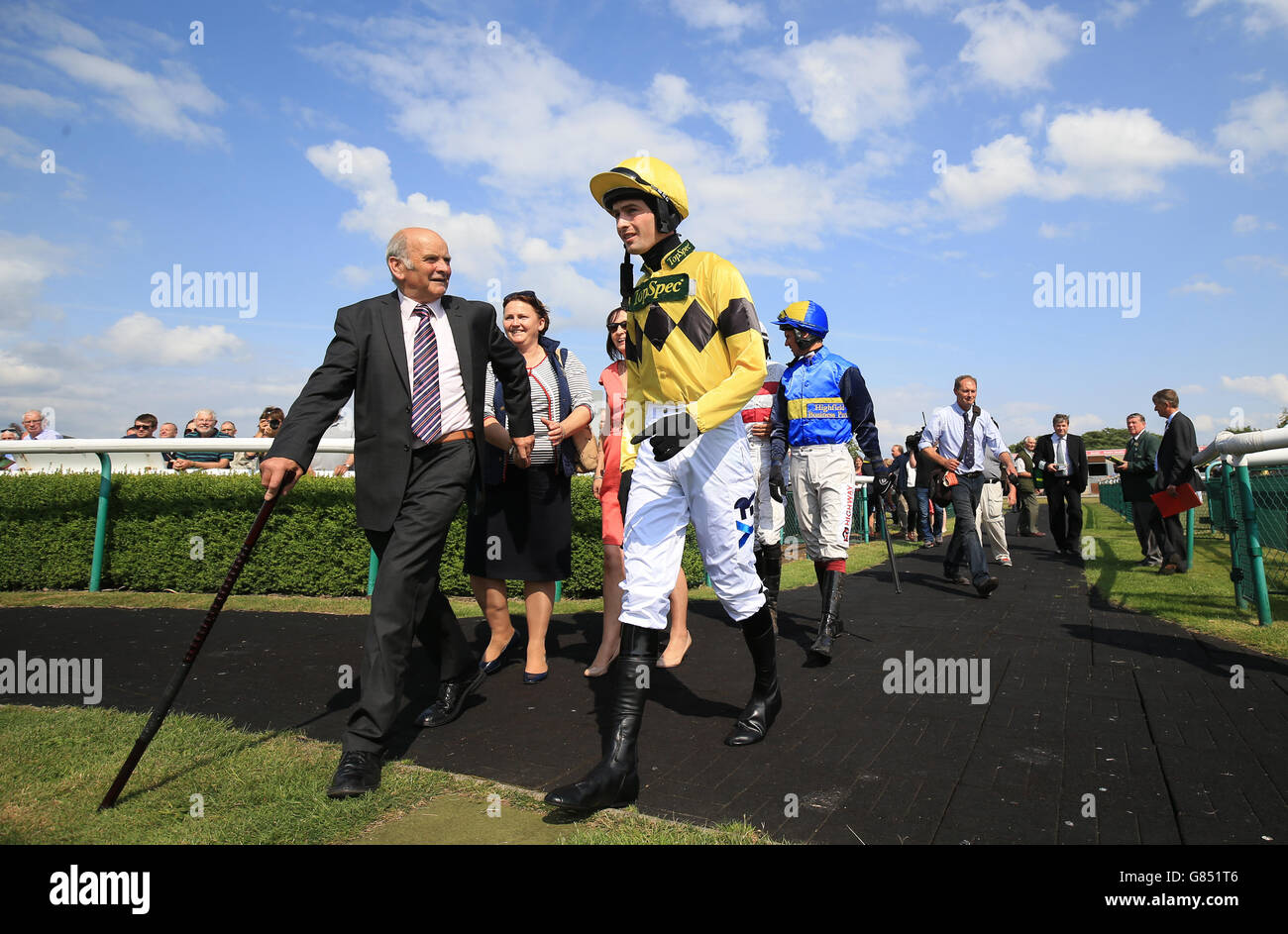 Jockey Brian Toomey enters the parade ring on his come back race at ...
