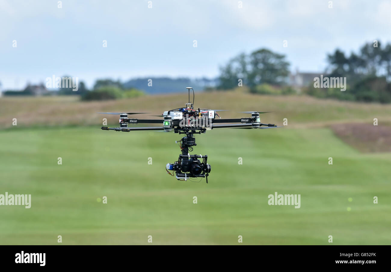 A drone flies over the golf course at the Fairmont Hotel, St Andrews ...