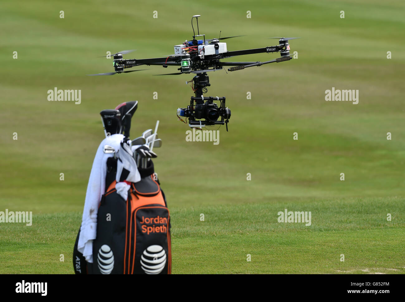A drone flies over the golf course at the Fairmont Hotel, St Andrews ...