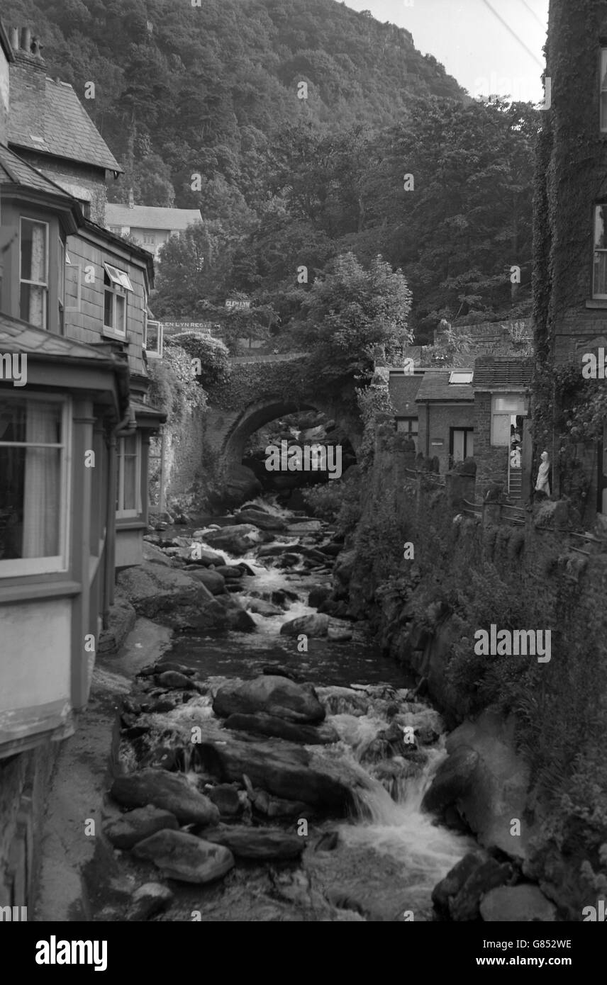 The River Lyn rushing down the Doone Valley to the sea at Lynmouth ...