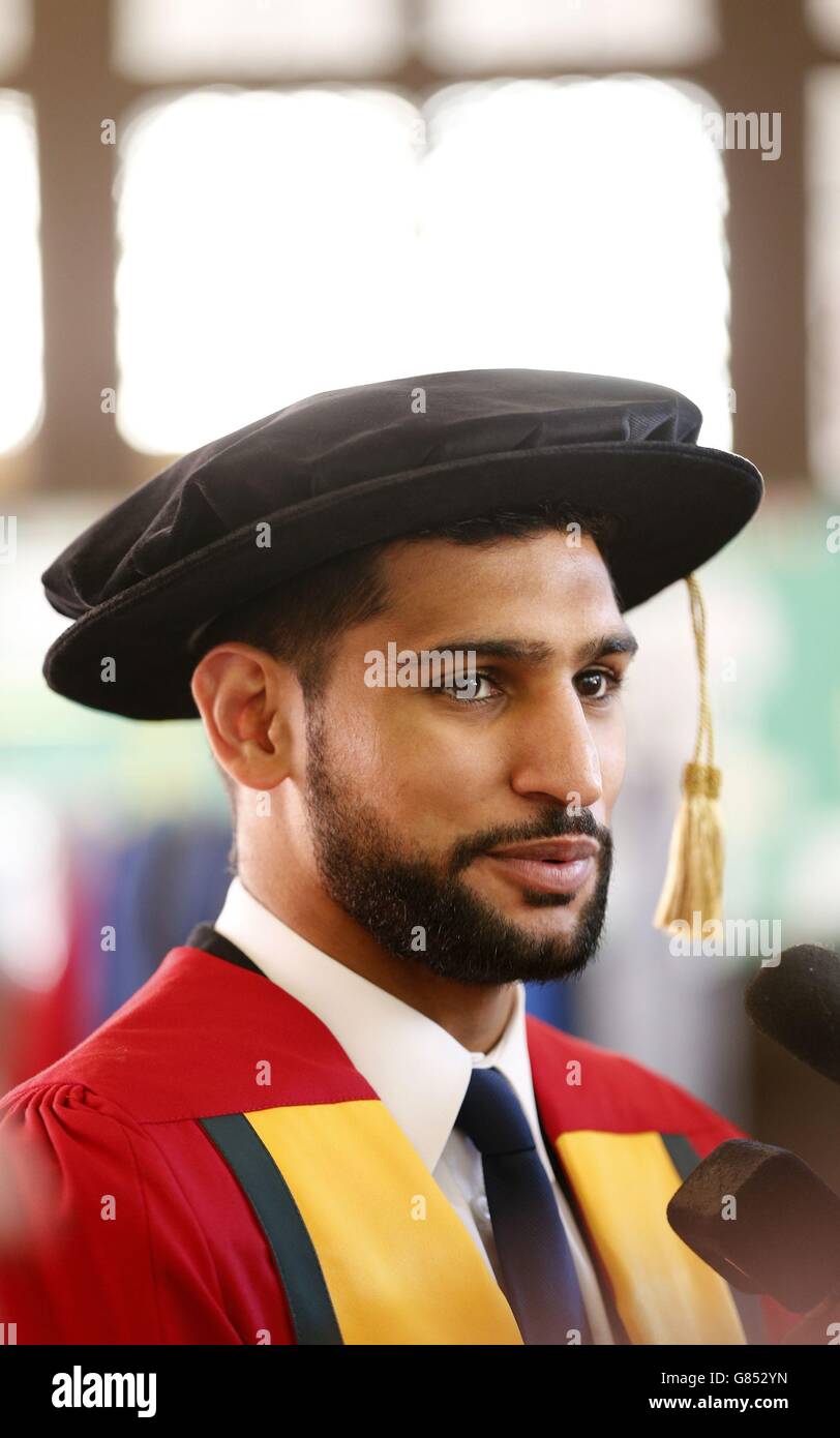Boxer Amir Khan in his gown at Bolton University Victoria Hall before ...