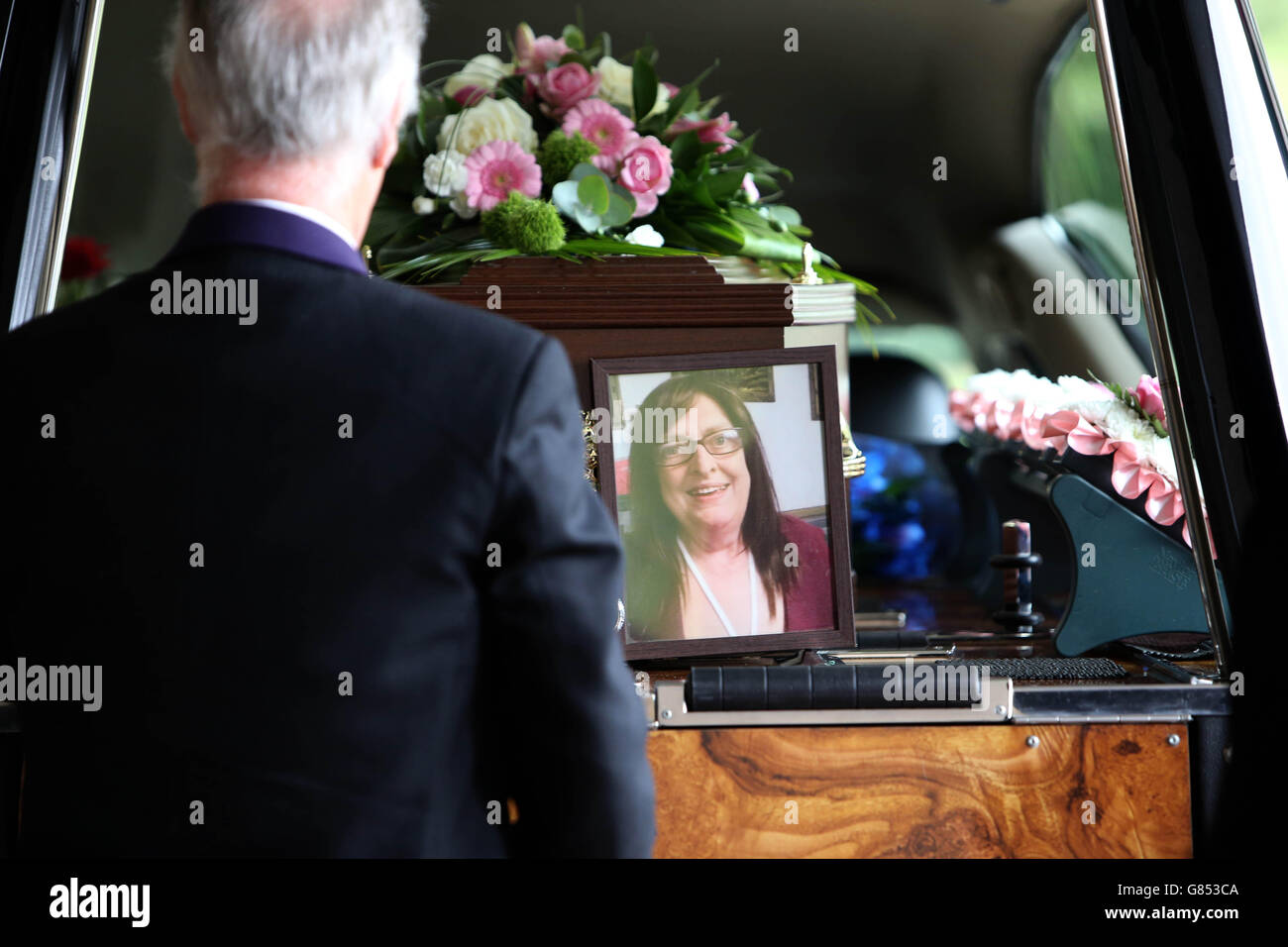 A view inside the hearse at the Halloween-themed funeral of Lorna ...