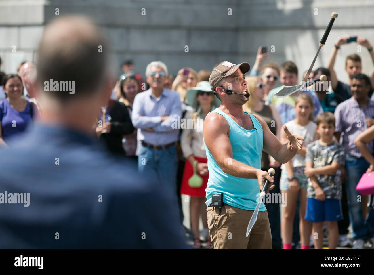 Mark Rothman performs during National Busking Day in Trafalgar Square ...