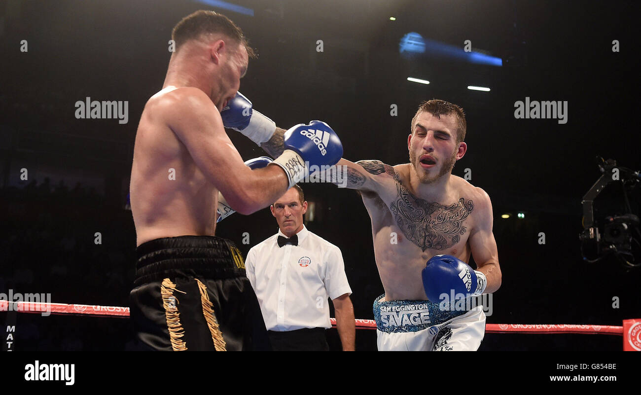 Sam Eggington (right) in action against Glenn Foot for the Vacant ...