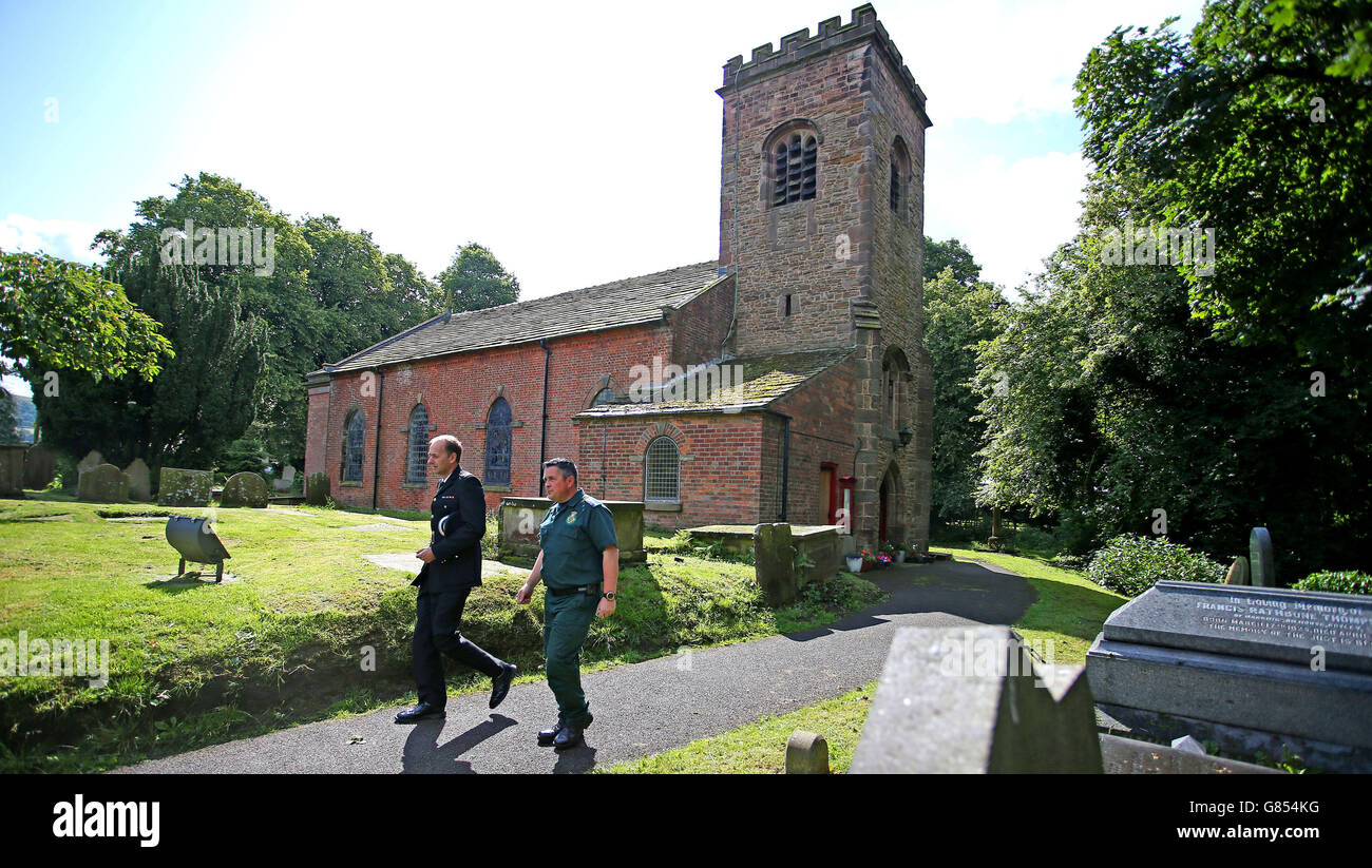 Emergency services representatives leave st marys church in bosley hi ...