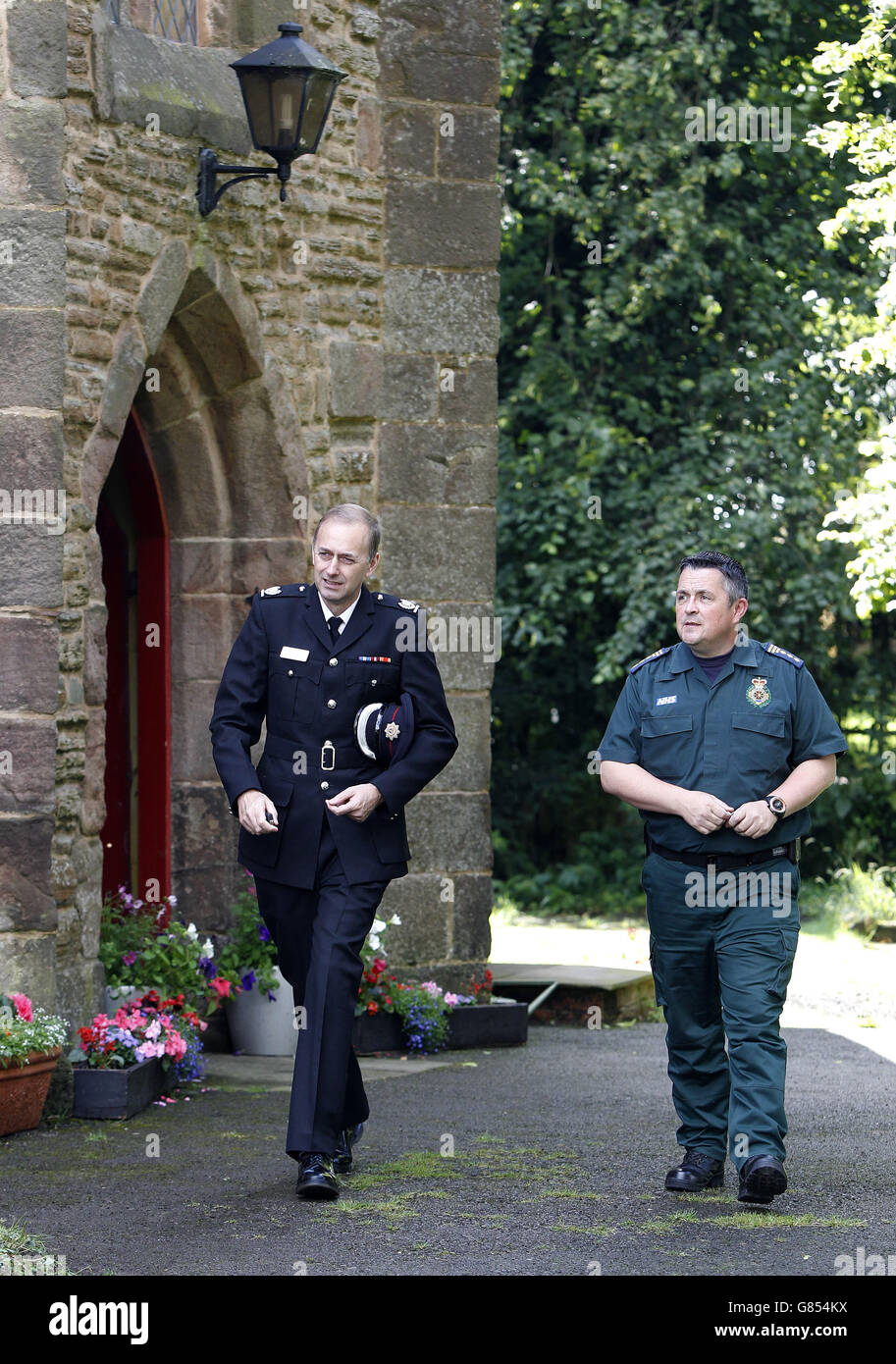 Emergency services representatives leave St Mary's Church in Bosley ...