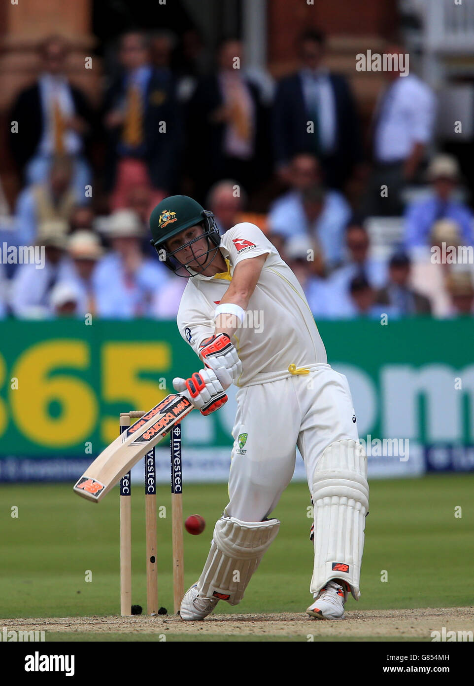 Australia batsman Steve Smith drives off England bowler Stuart Broad ...