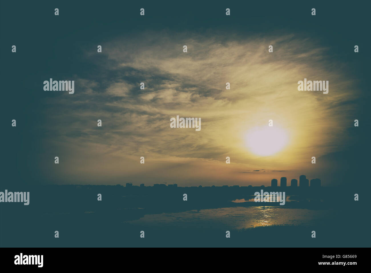 Summer Sunset Over Bucharest City Skyline In Romania Stock Photo - Alamy