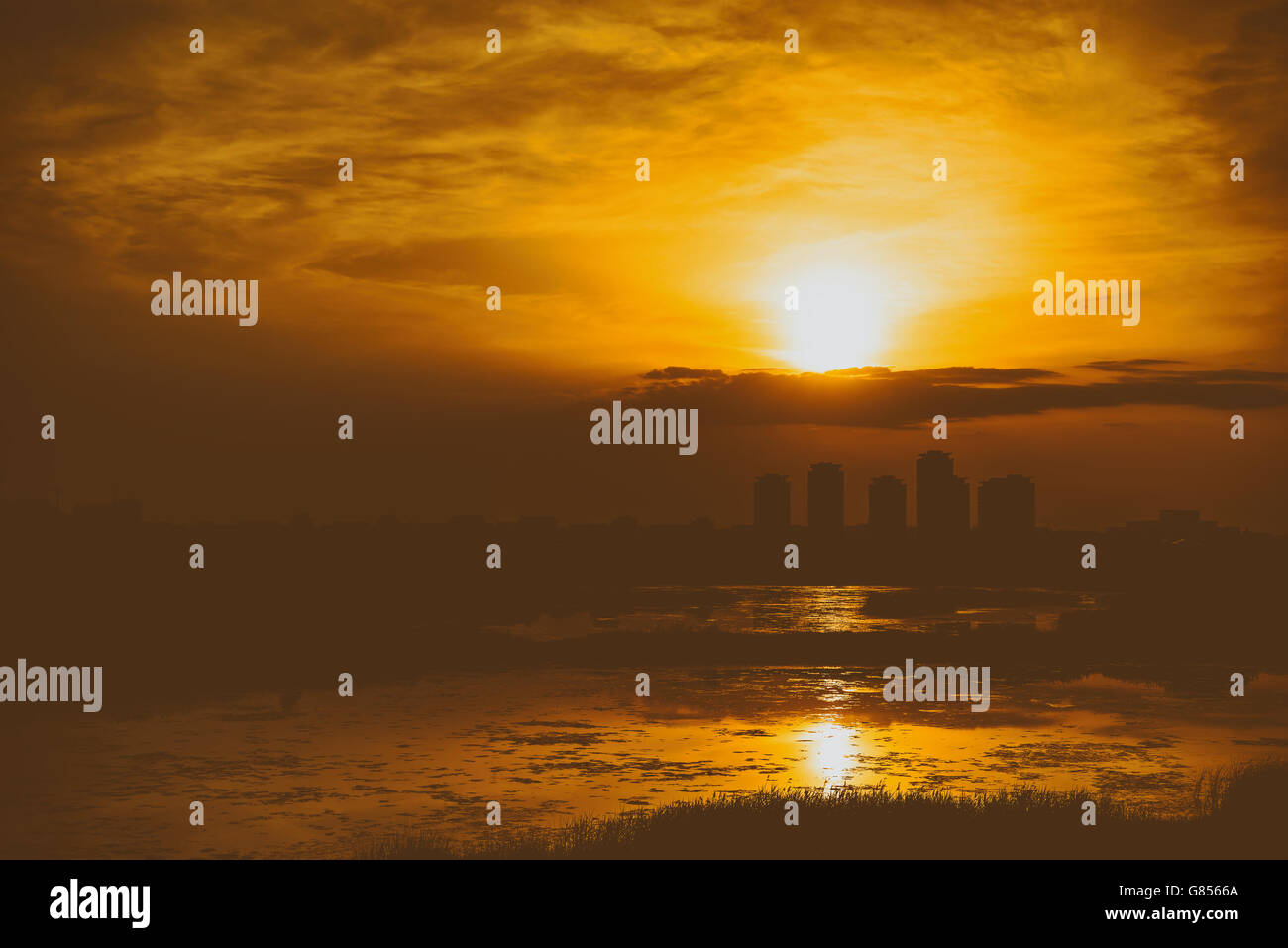 Summer Sunset Over Bucharest City Skyline In Romania Stock Photo - Alamy