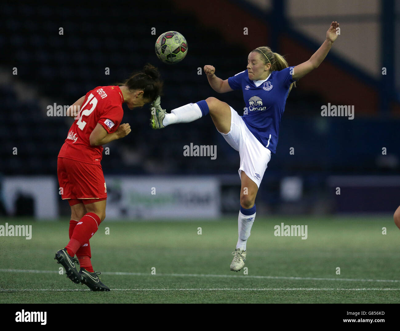 Everton's Kelly Jones (Right) and Liverpool's Becky Easton battle for ...
