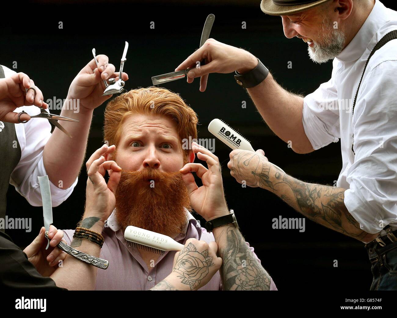 Chris Moriarty, a Drygate ambassador, has his beard prepared ahead of ...