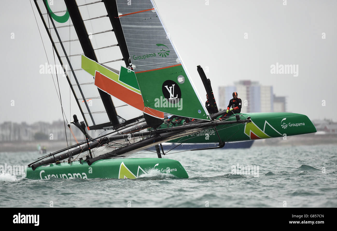 Groupama Team France's AC45 boat during day one of the Americas Cup in ...