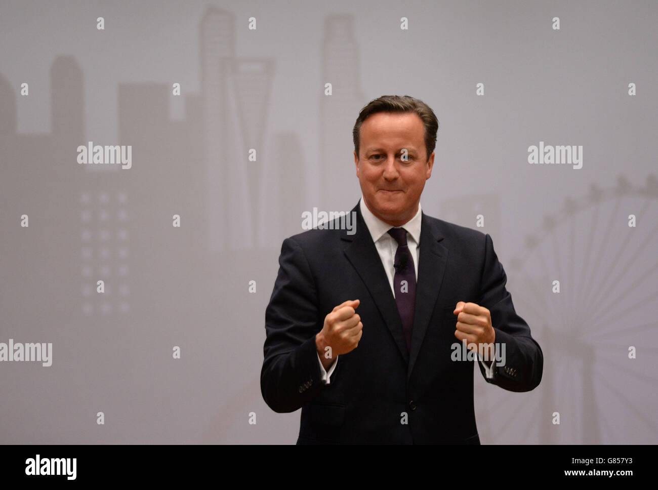 Prime Minister David Cameron delivers a speech at the Lee Kuan Yew ...