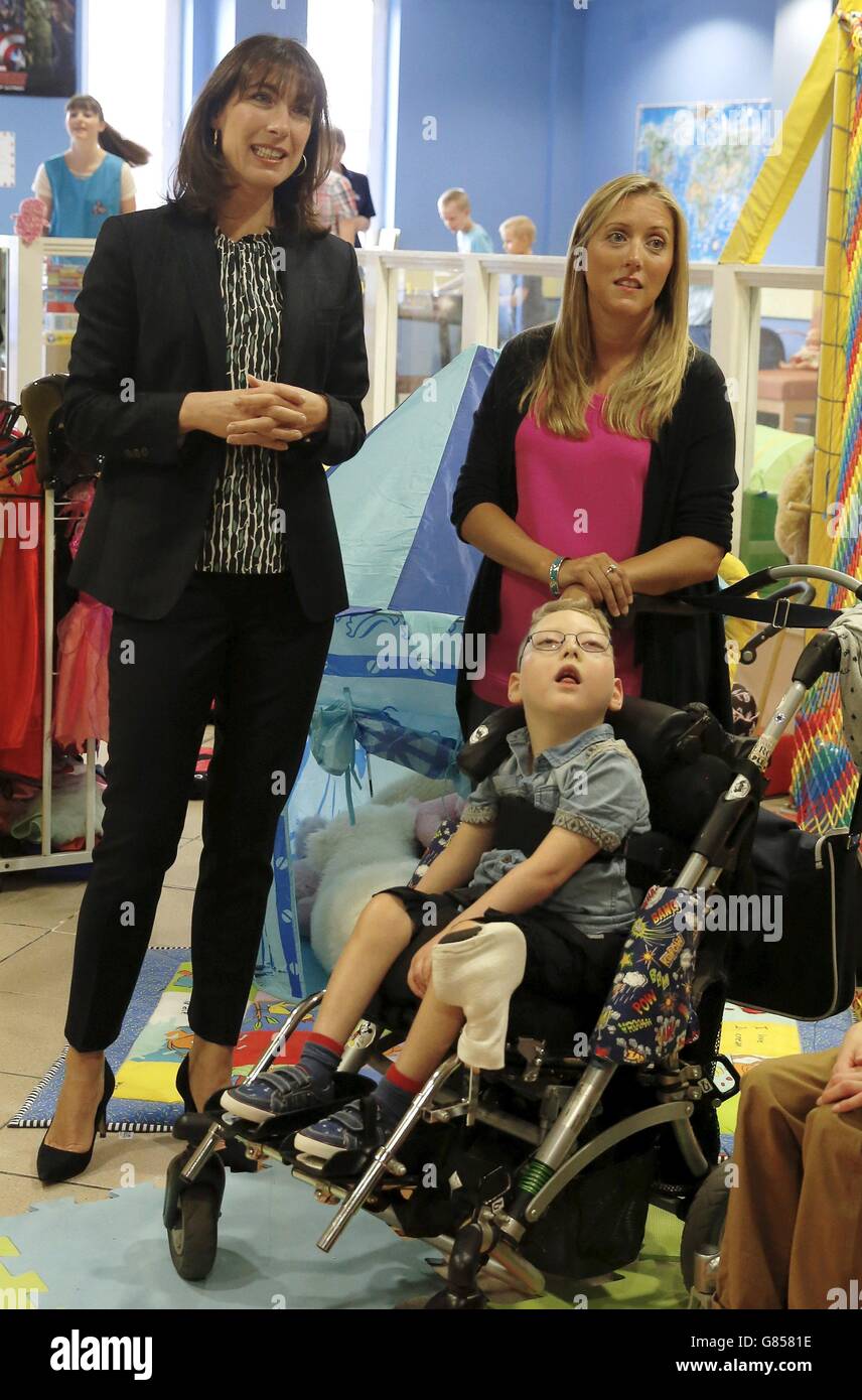 Samantha Cameron (left), wife of Prime Minister David Cameron, meets ...