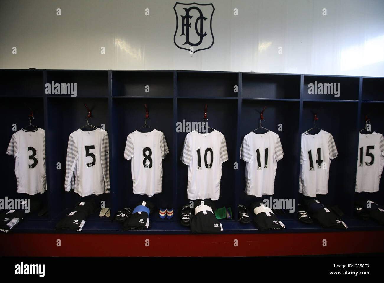 Everton shirts hang in the away dressing room prior to the pre-season ...