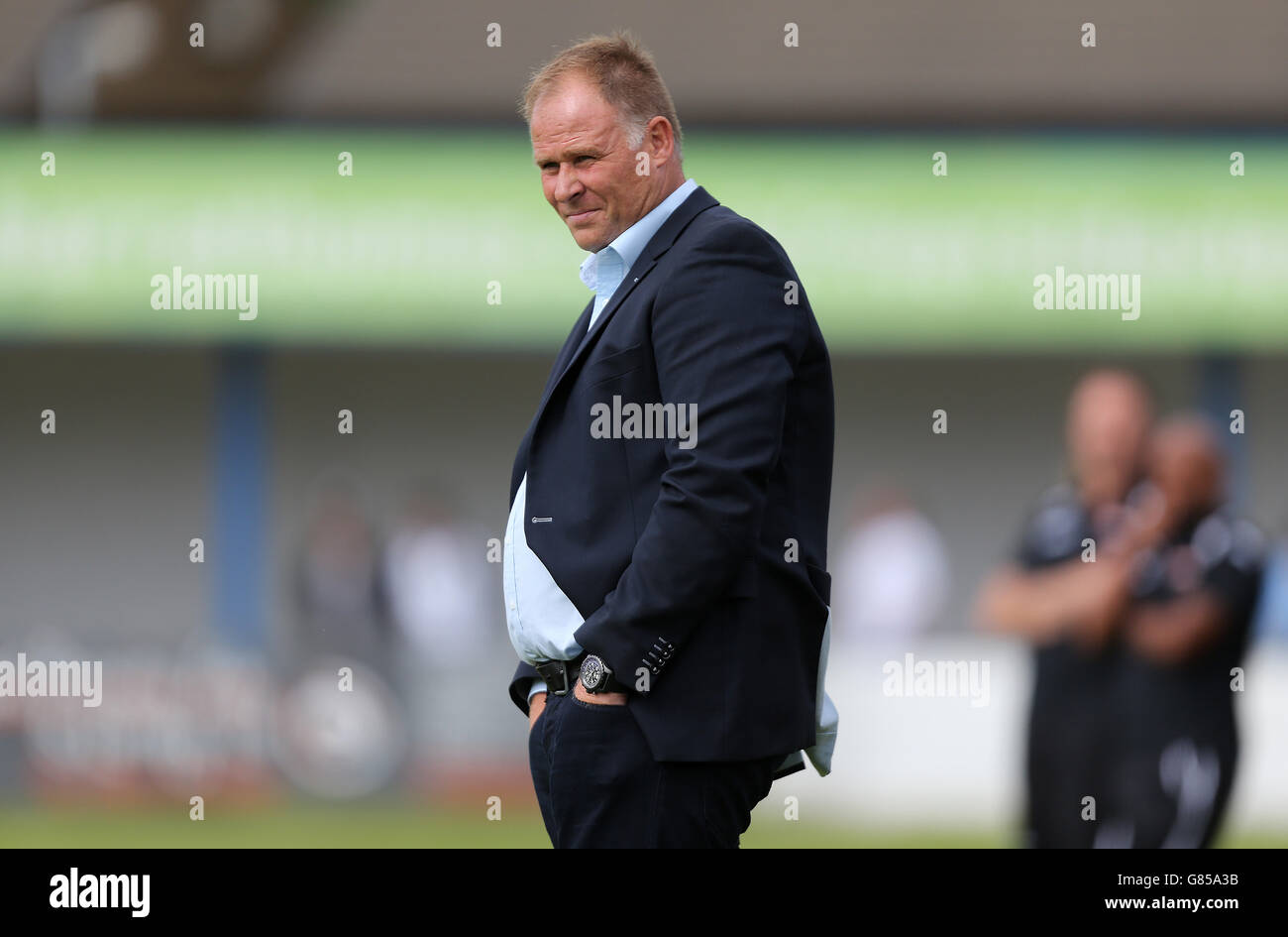 Blackpool's manager Neil McDonald during the game against Lancaster ...