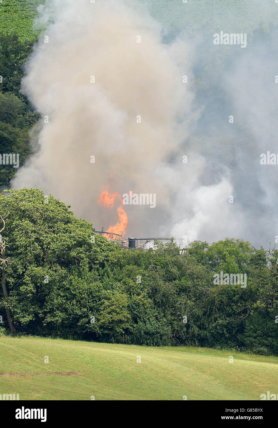 Flames are seen from Wood Flour Mills in Bosley, near Macclesfield ...