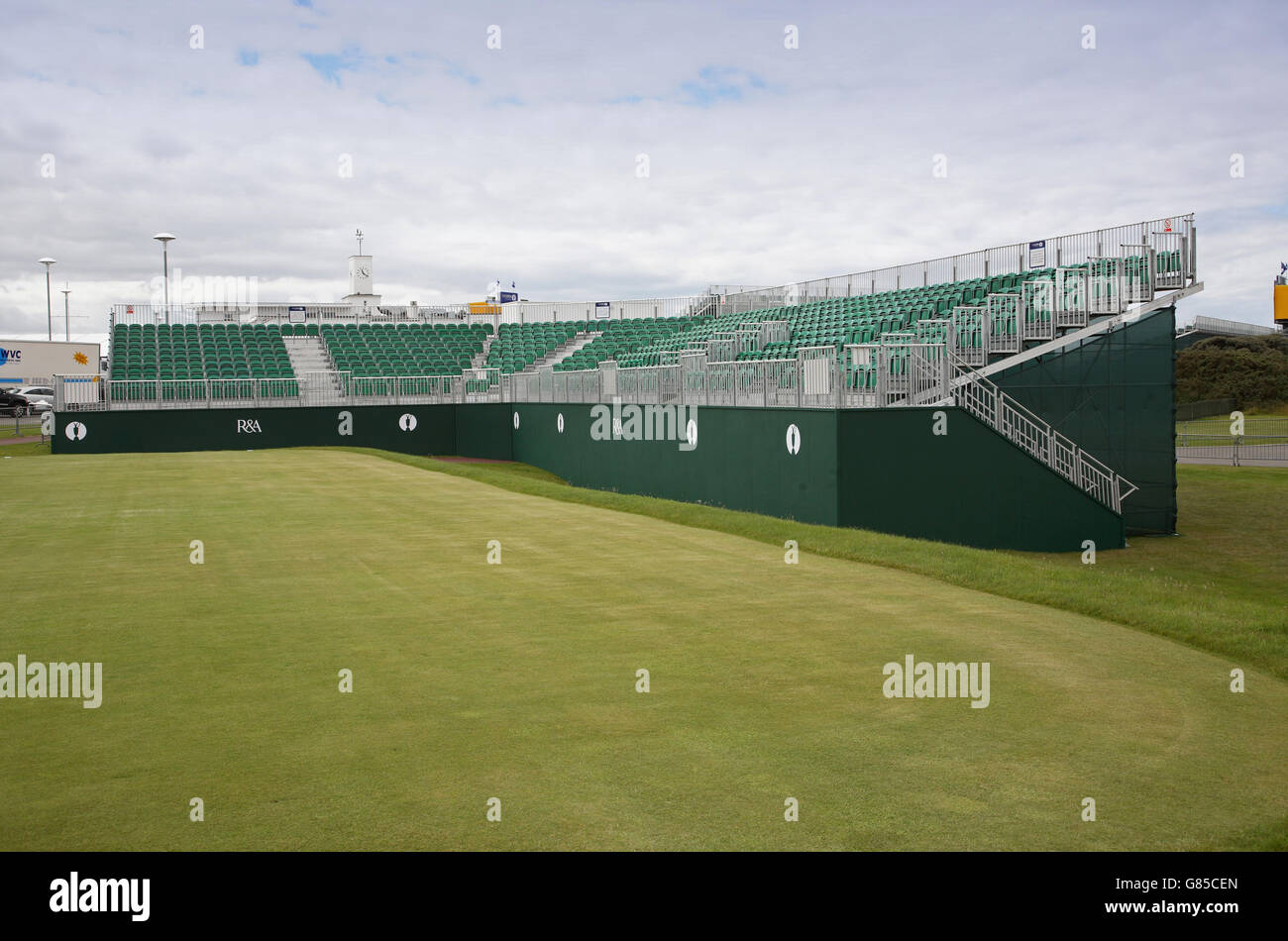 Temporary grandstands in place for the Open Golf championship at the ...