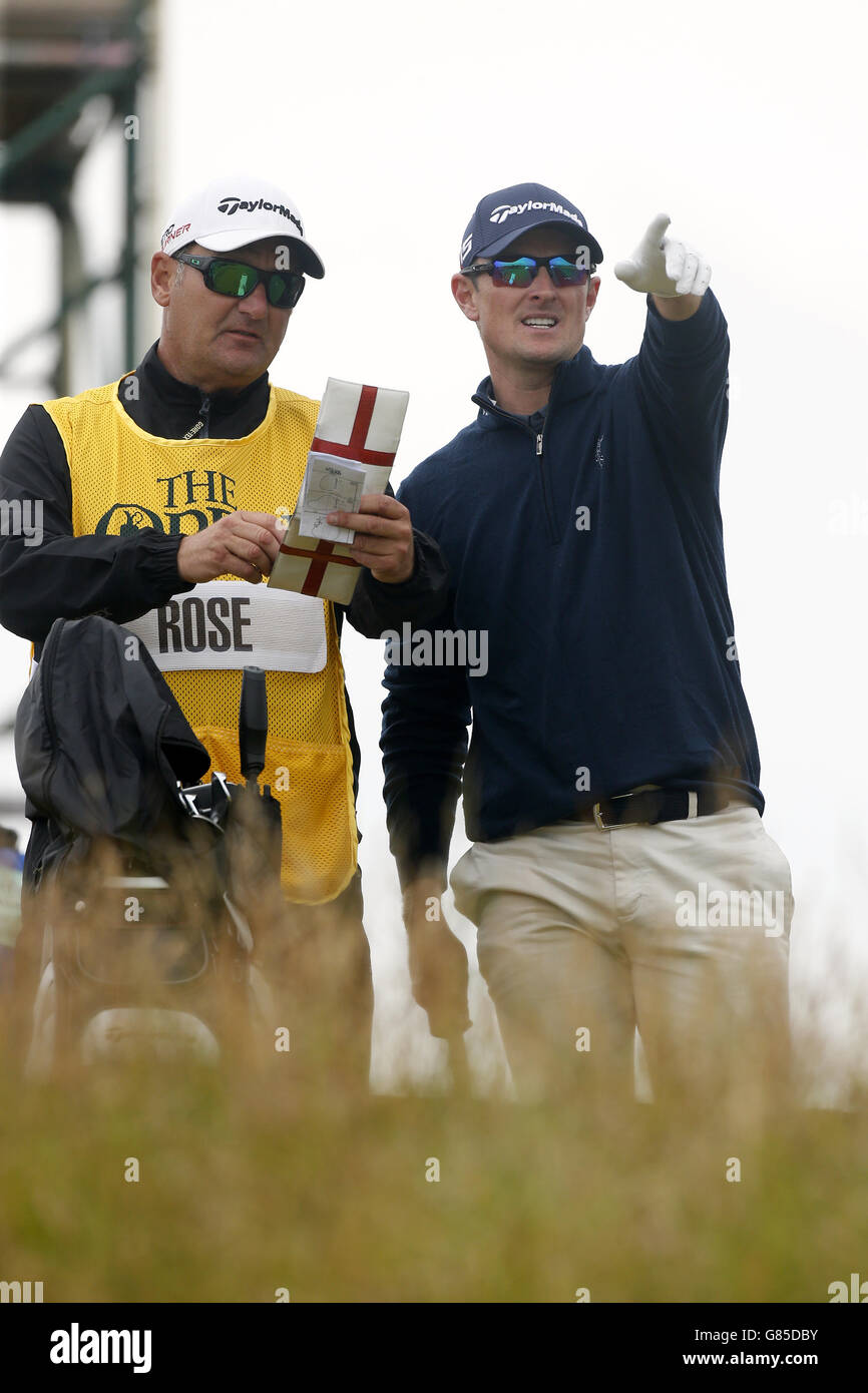 England's Justin Rose in discussion with his caddie during day five of ...