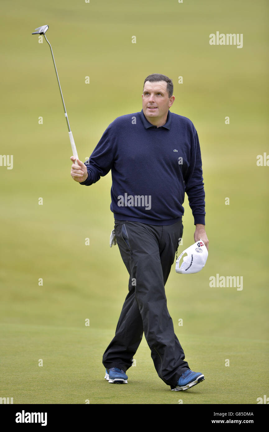 England's Anthony Wall acknowledges the applause on the 18th green ...