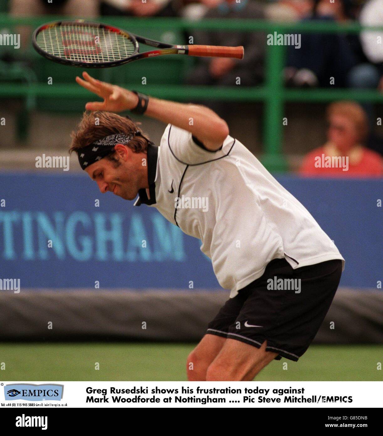 Greg Rusedski shows his frustration today against Mark Woodforde at ...