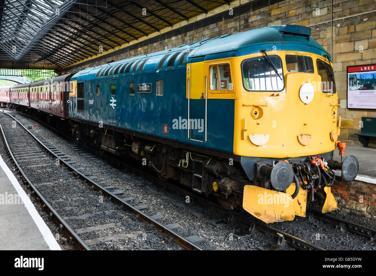 Class 26 diesel loco 26038 standing at the head of a passenger train at ...