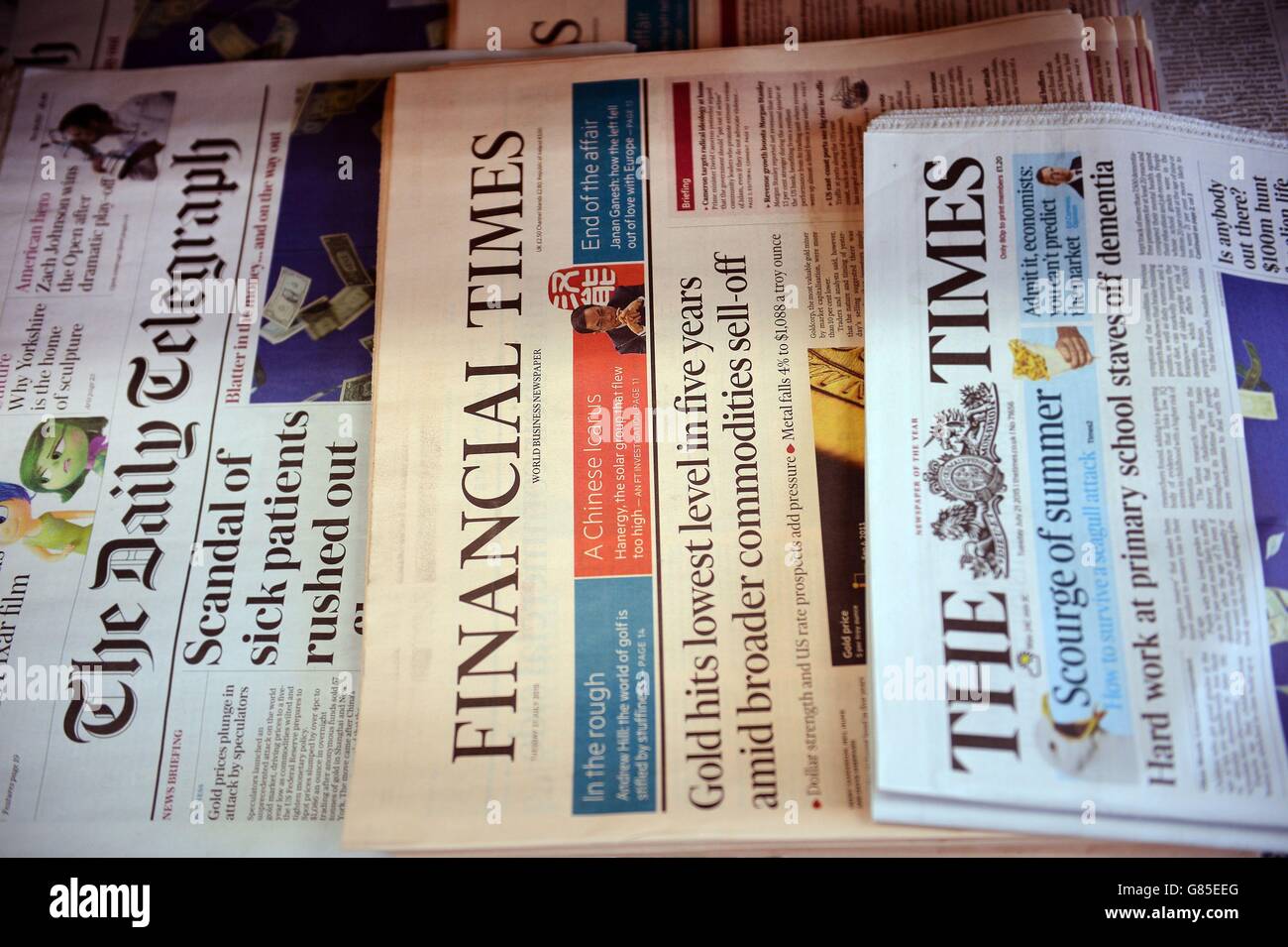 The front cover of the Financial Times Newspaper on sale at a ...