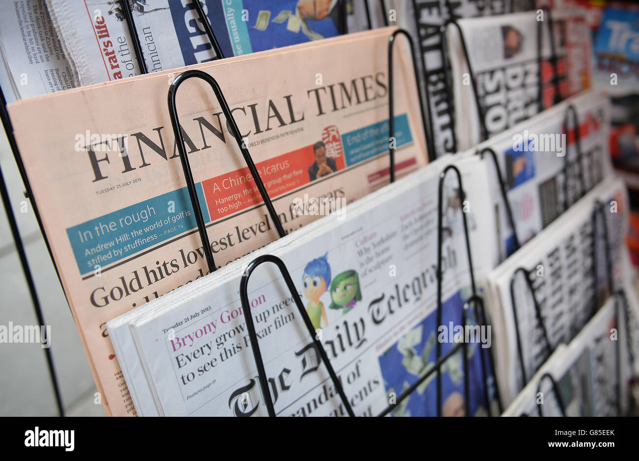 The front cover of the Financial Times Newspaper on sale at a ...