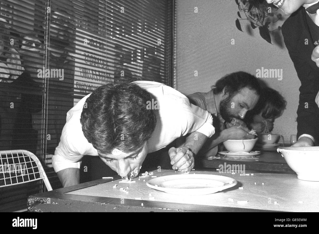 During a spaghetti eating contest at fatsos pasta joint in london hi ...