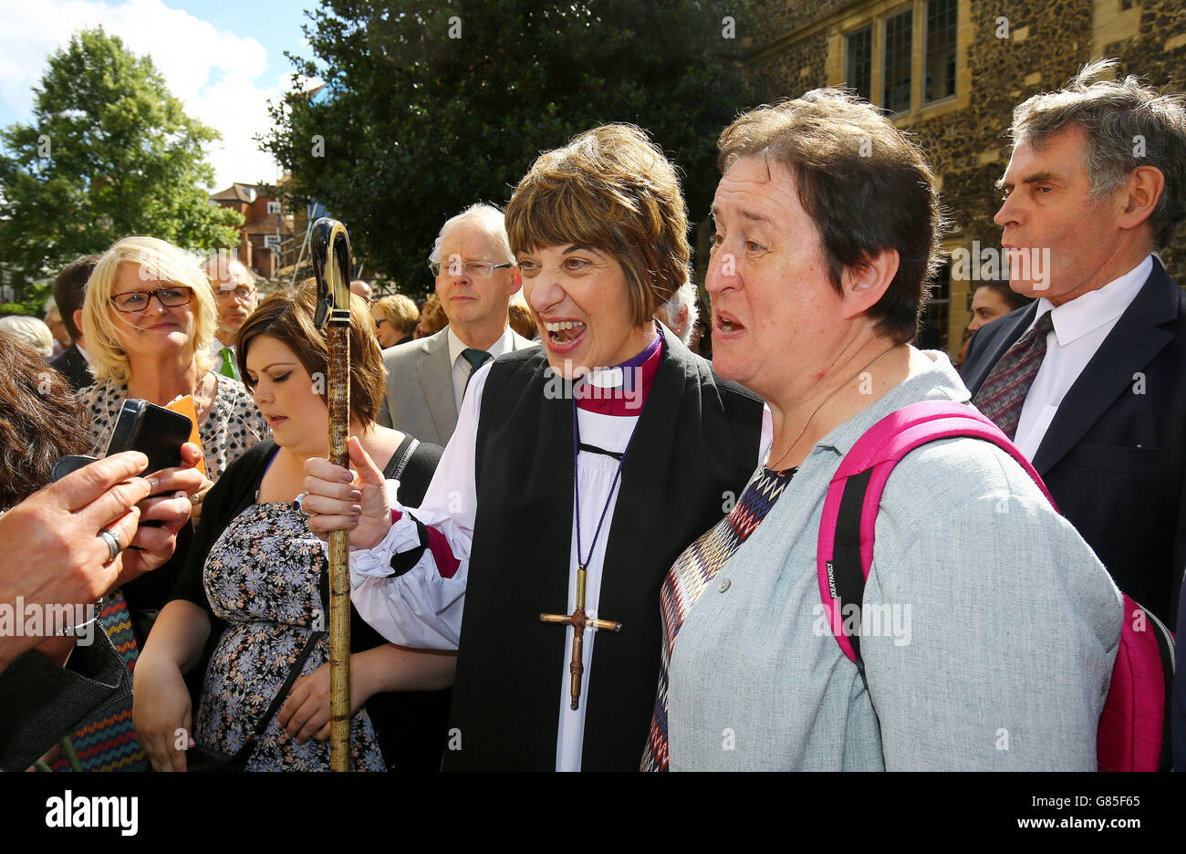 Friends and well wishers greet The Venerable Rachel Treweek following ...