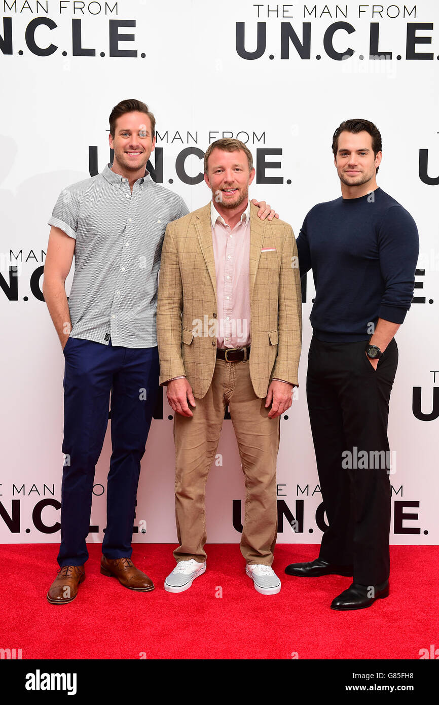 Armie Hammer, Guy Ritchie and Henry Cavill attending the Man From U.N.C ...