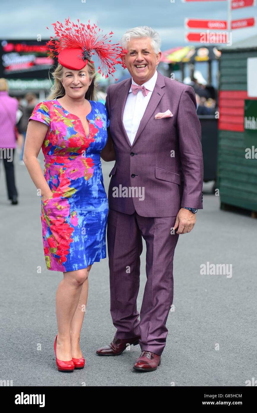 Irish journalist Sinead Ni Neachtain (left) and Noel Cunningham from ...