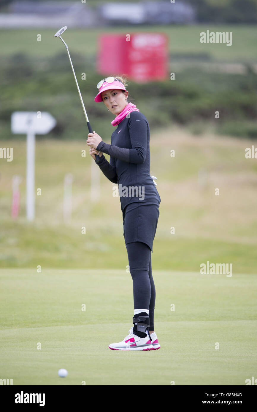 USA's Michelle Wie putts out on the 14th hole during day one of the ...