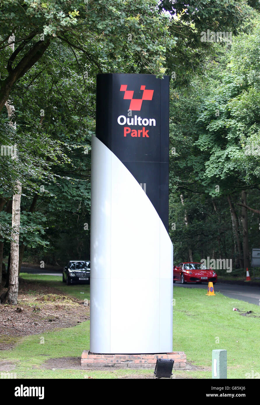 The entrance to Oulton Park, Cheshire, the site of a plane that crashed ...