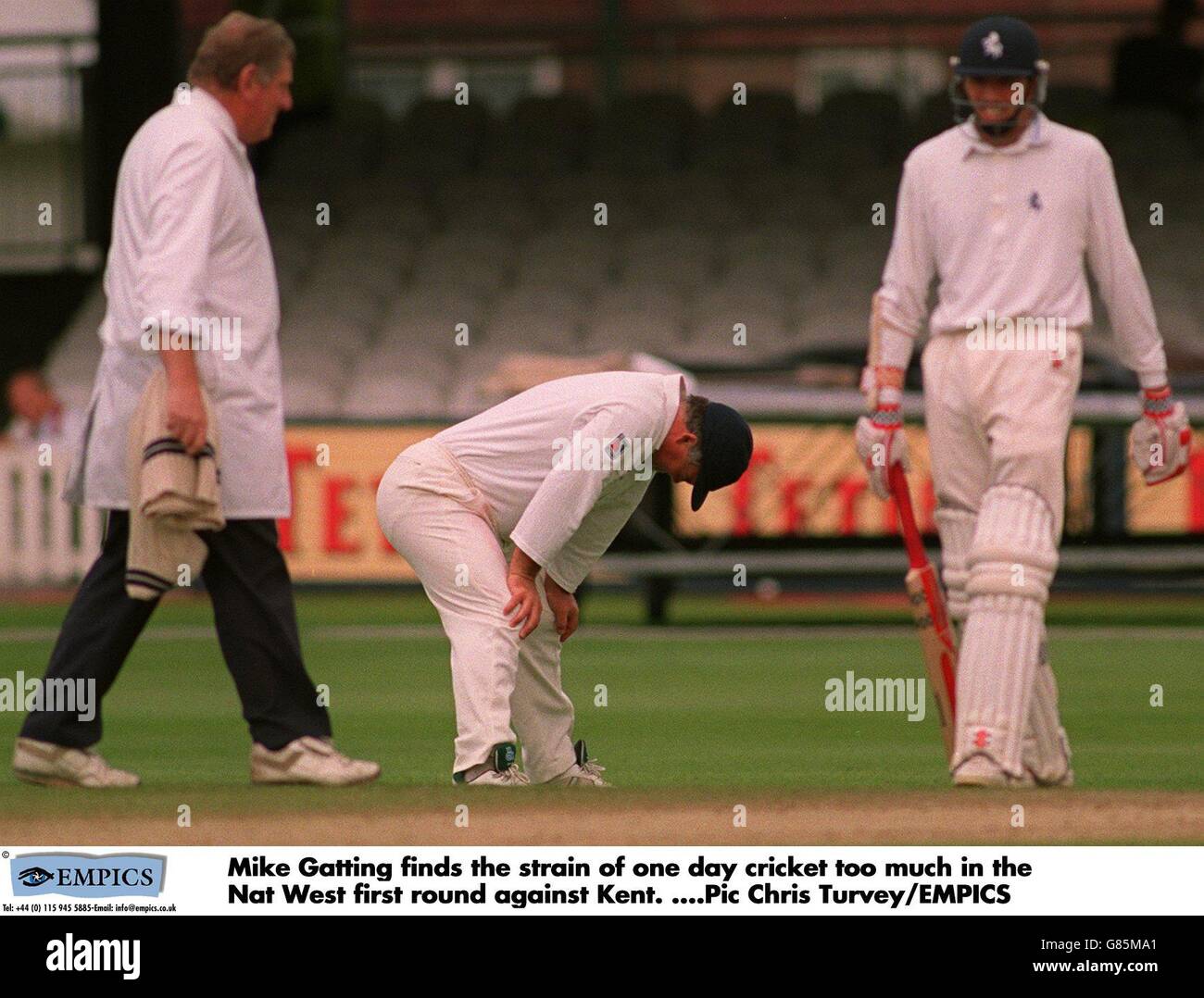 Mike Gatting finds the strain of one day cricket too much in the Nat ...