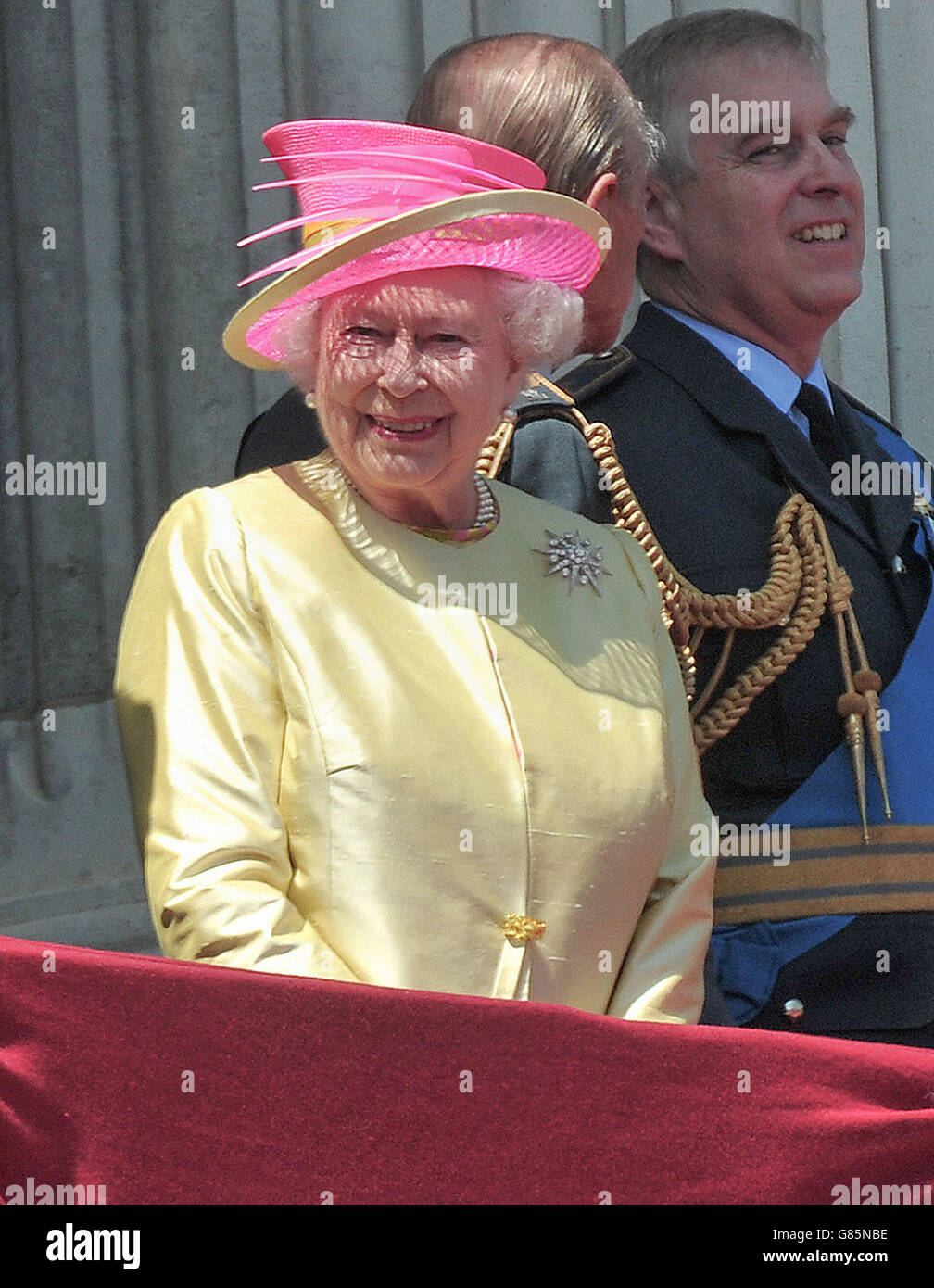 Queen Elizabeth II, Duke of Edinburgh and Duke of York prepare to view ...