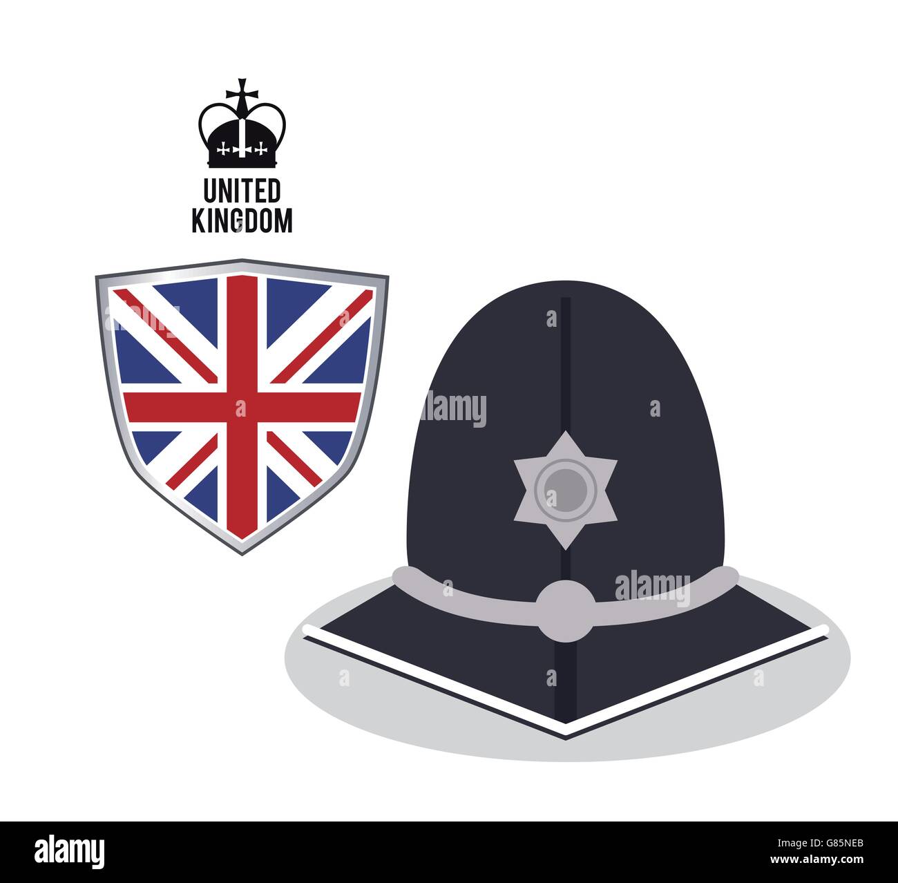 Police hat flag shield crown hi-res stock photography and images - Alamy