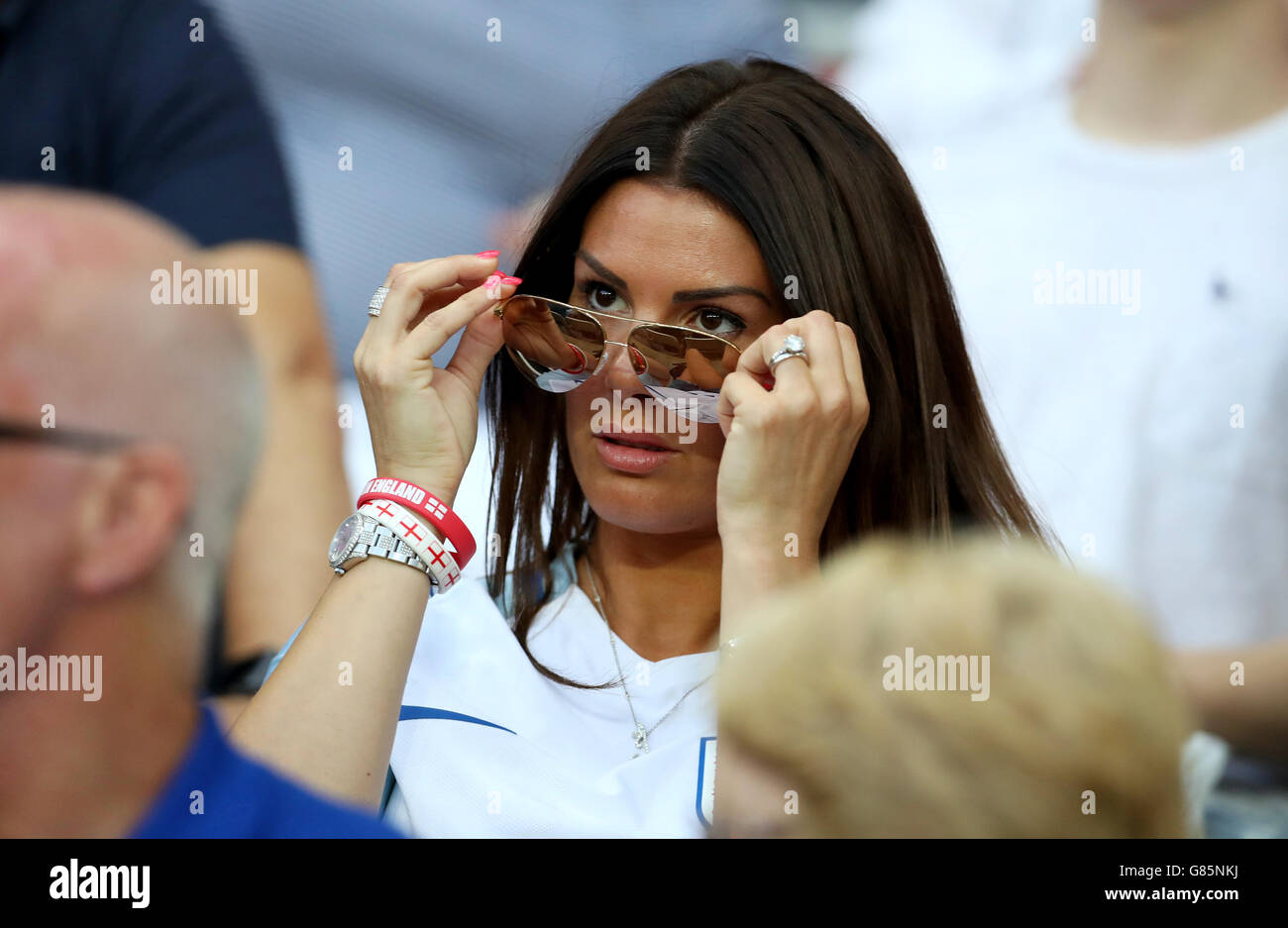 Rebekah Vardy, wife of England's Jamie Vardy in the stands before the ...