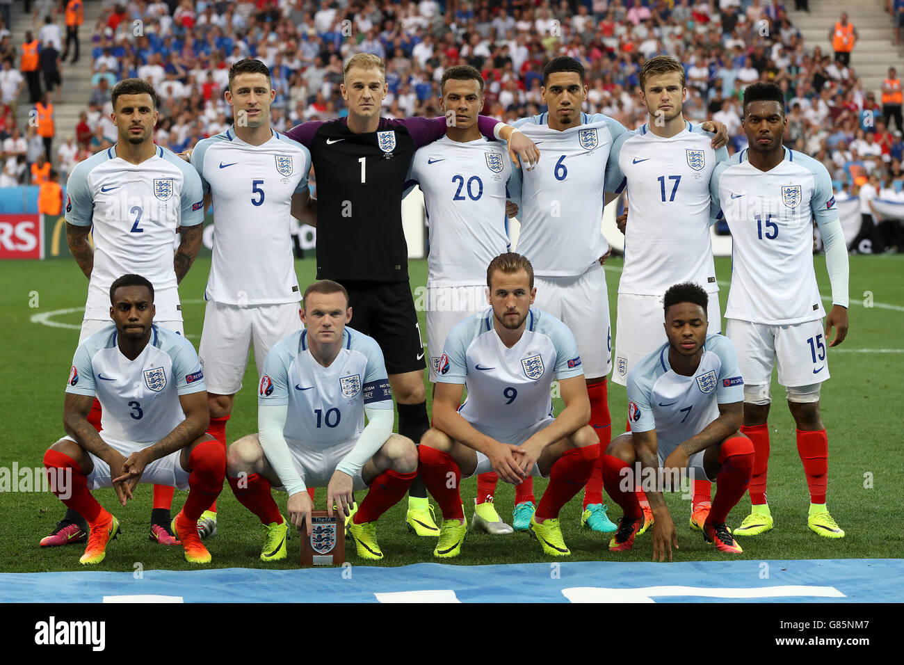 (Front row, L-R) England's Kyle Walker, Gary Cahill, Joe Hart, Dele ...