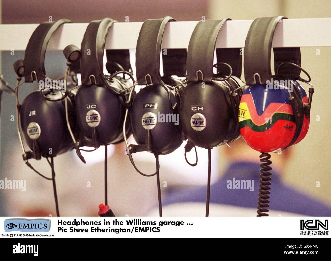 Motor Racing ... Canadian Grand Prix. Headphones in the Williams garage ...