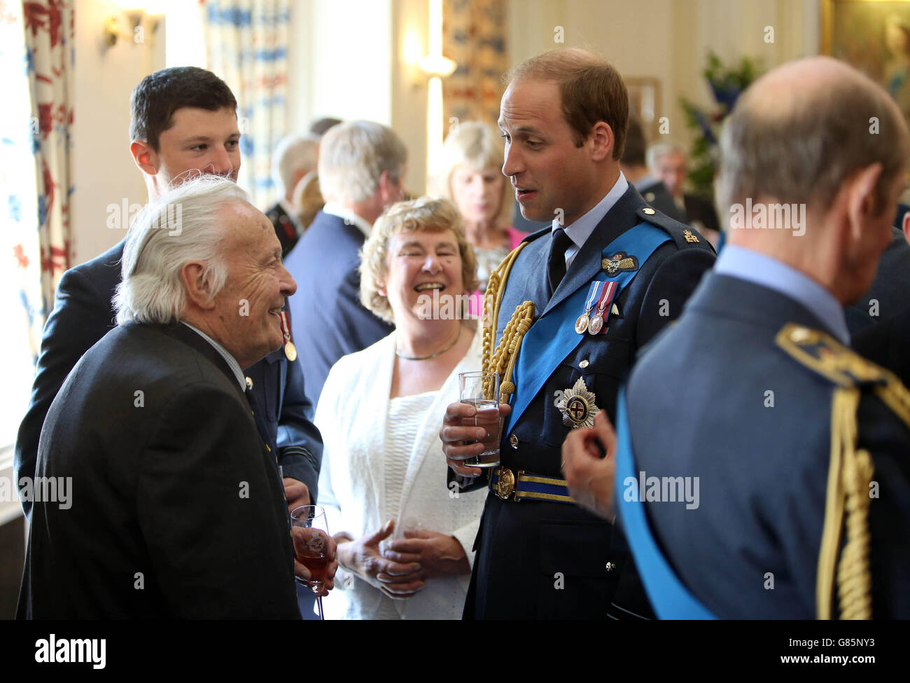 The Duke of Cambridge meets veteran pilot Geoffrey Wellum (left) during ...