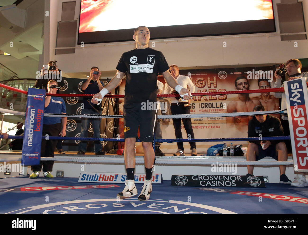 Scott Quigg trains during a public workout at intu Trafford Centre in ...