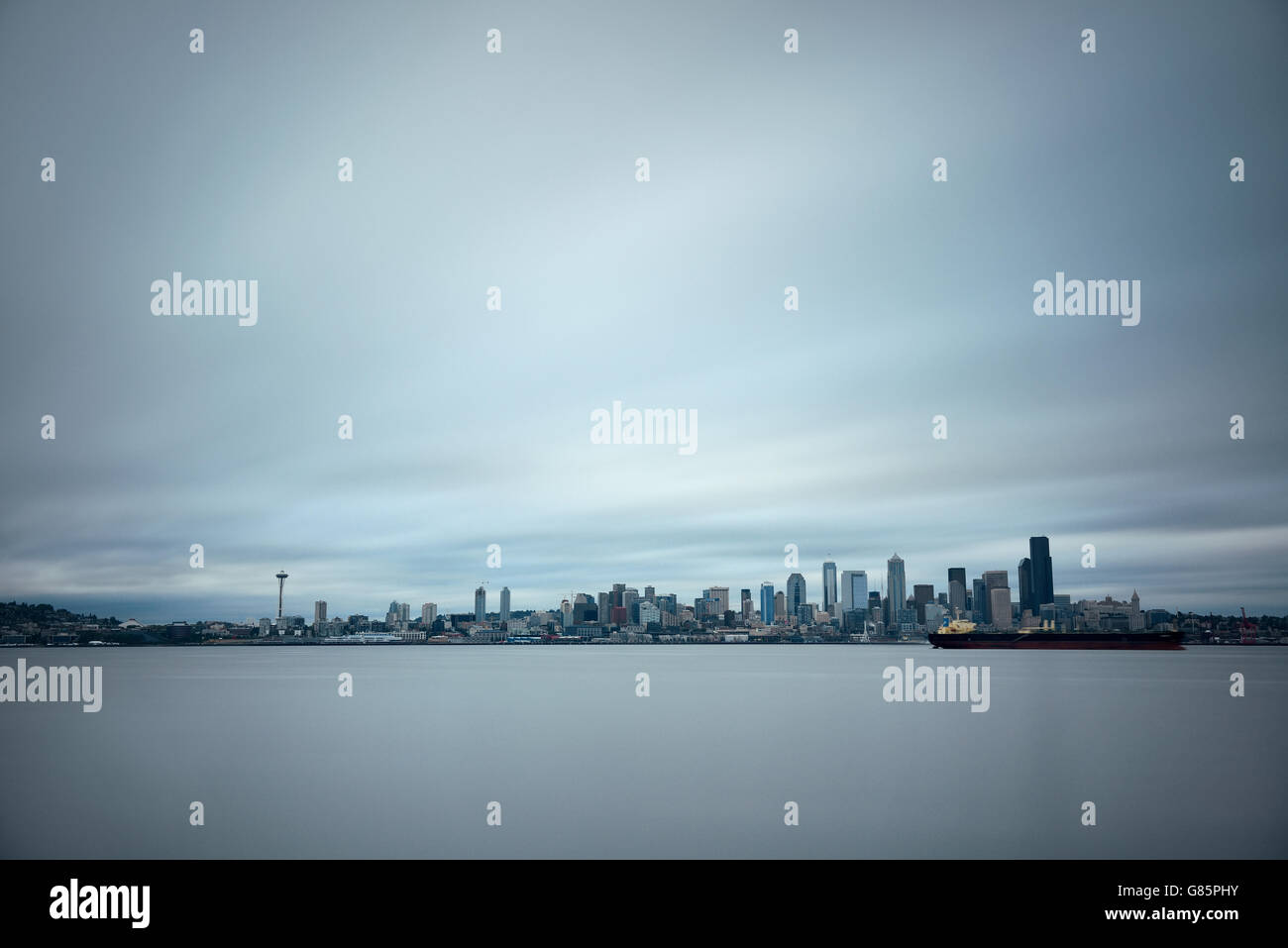 Seattle city skyline view over sea with urban architecture Stock Photo ...