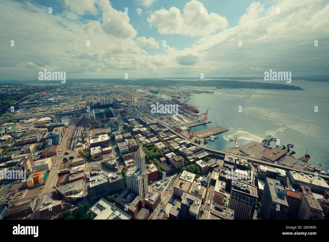 Seattle rooftop panorama view with urban architecture Stock Photo - Alamy