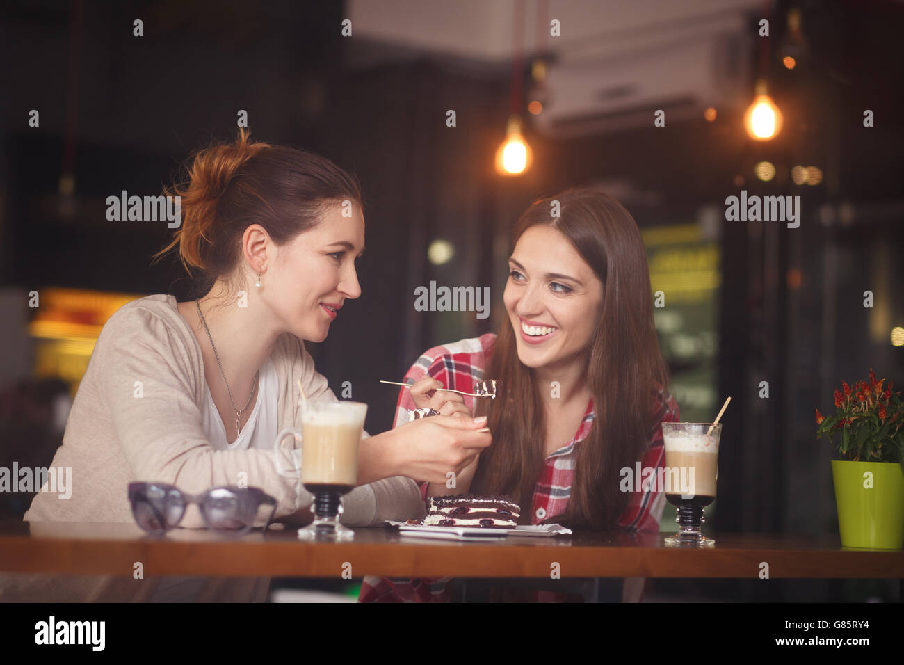 Best friends ladies having date Stock Photo - Alamy