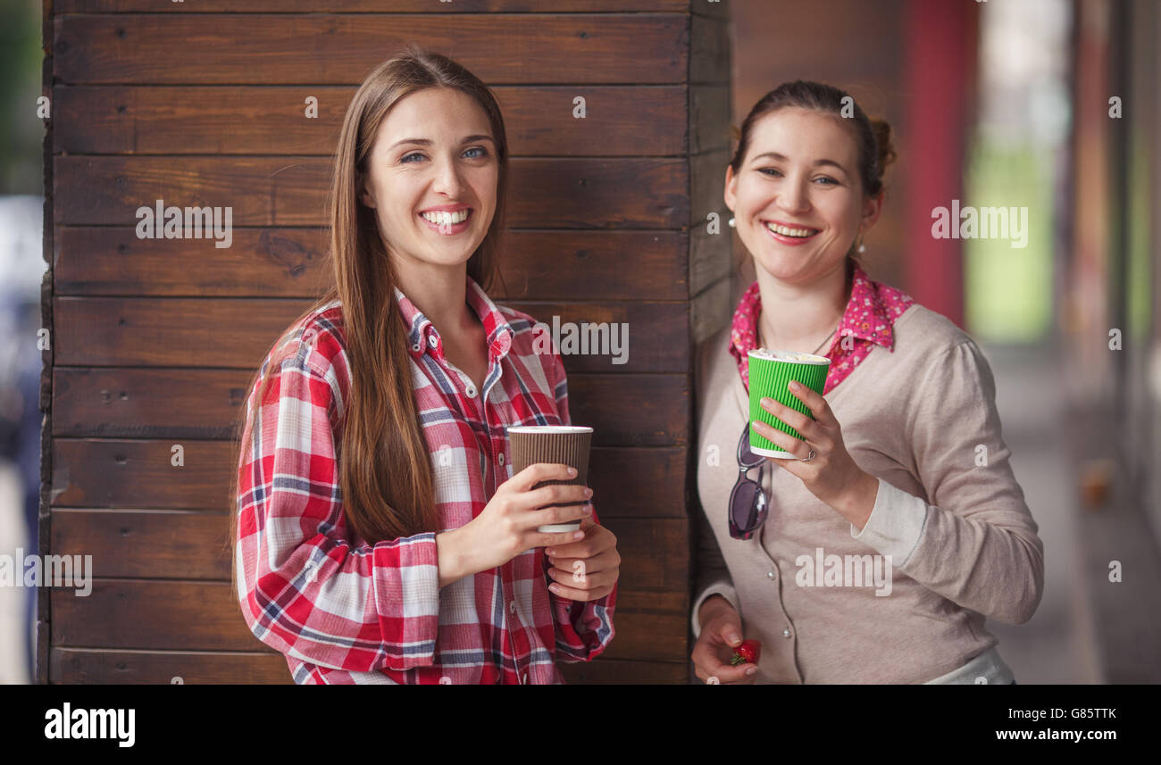 Best friends ladies in cafe Stock Photo - Alamy