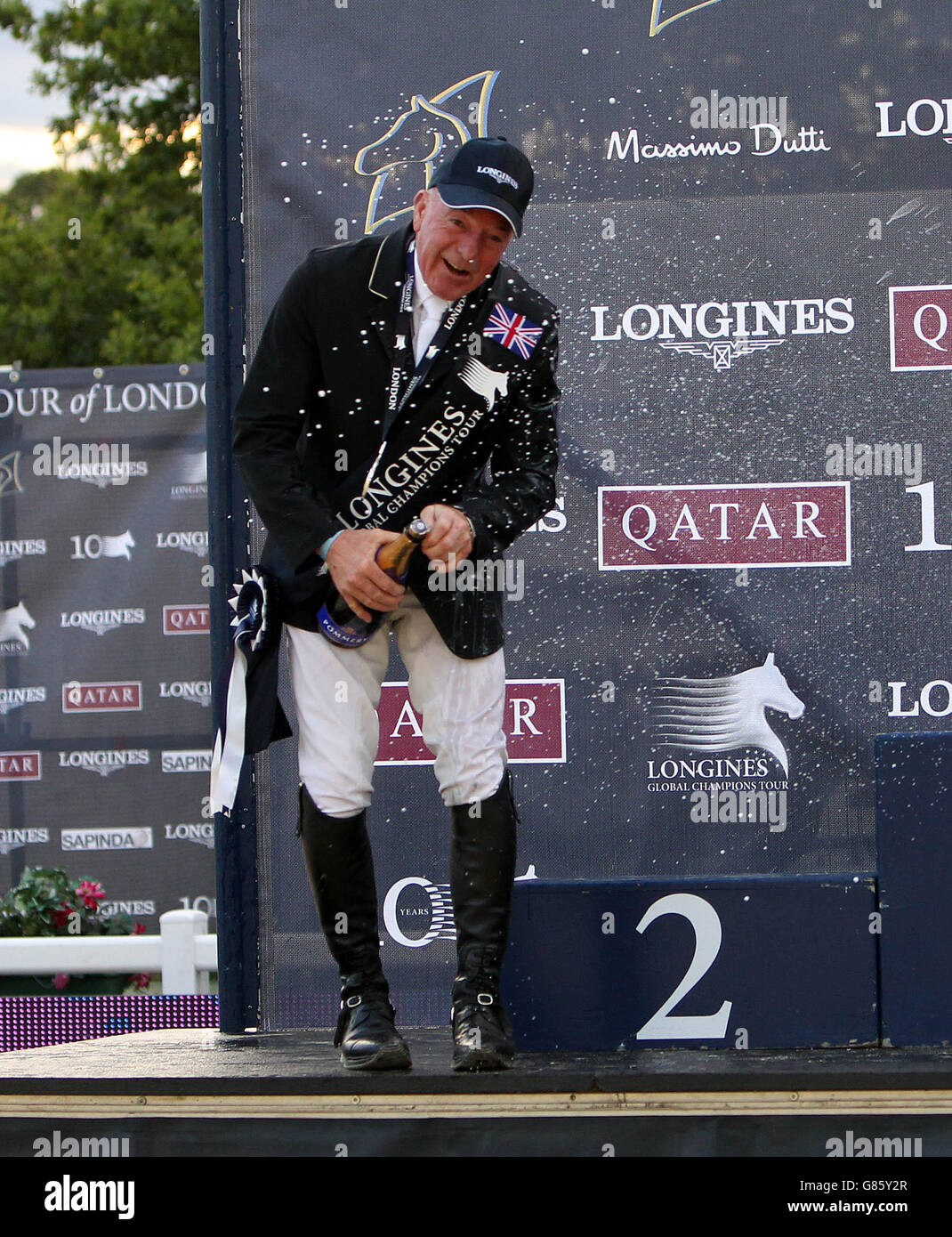 Great Britain's John Whitaker riding Argento celebrates finishing ...